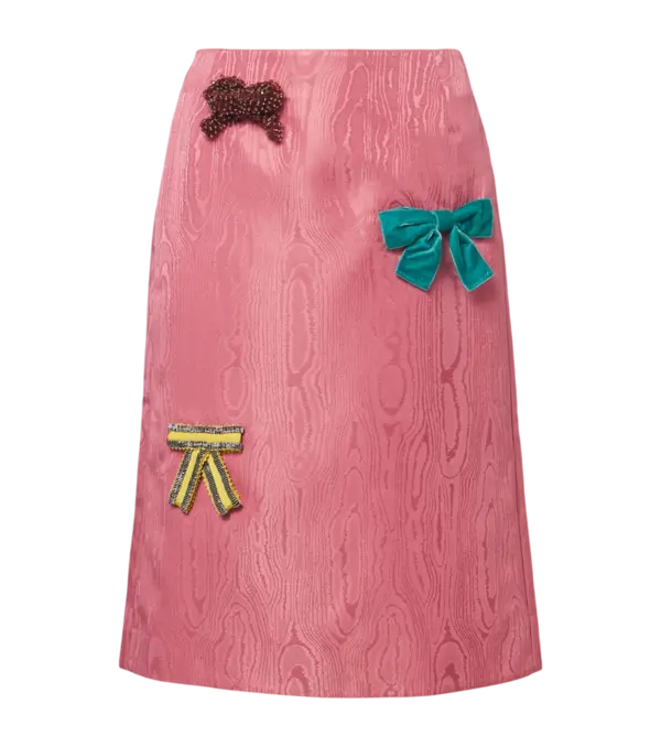 ALEMAIS Valentina Embellished Moiré Midi Skirt