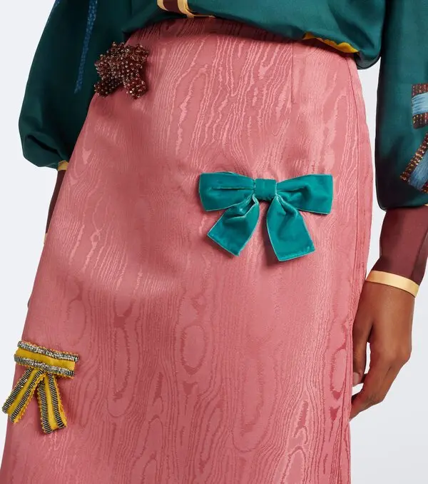 ALEMAIS Valentina Embellished Moiré Midi Skirt