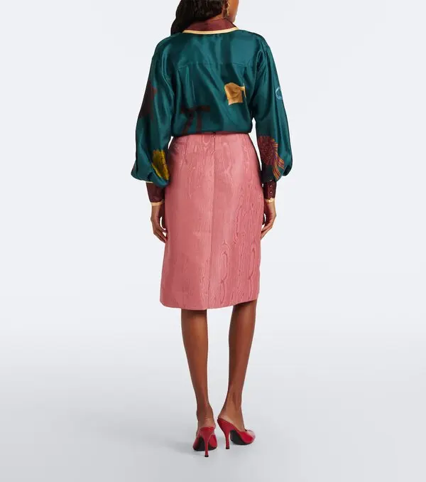 ALEMAIS Valentina Embellished Moiré Midi Skirt