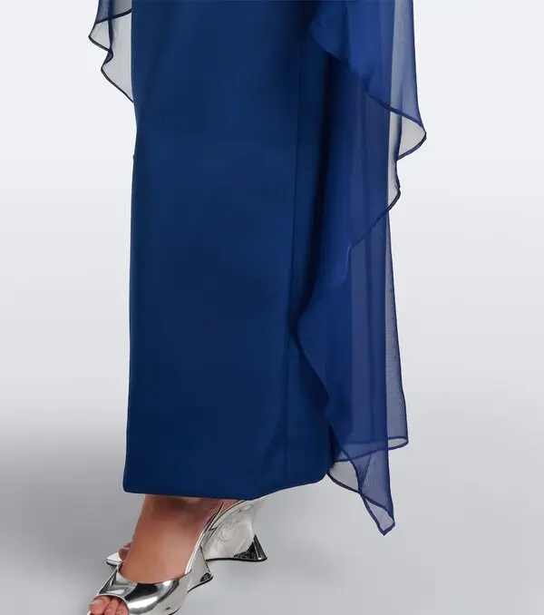 Simkhai Fiora Caped Organza-trimmed Gown