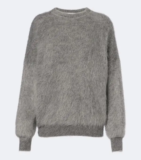 Brunello Cucinelli Mohair And Wool-blend Sweater - Grey