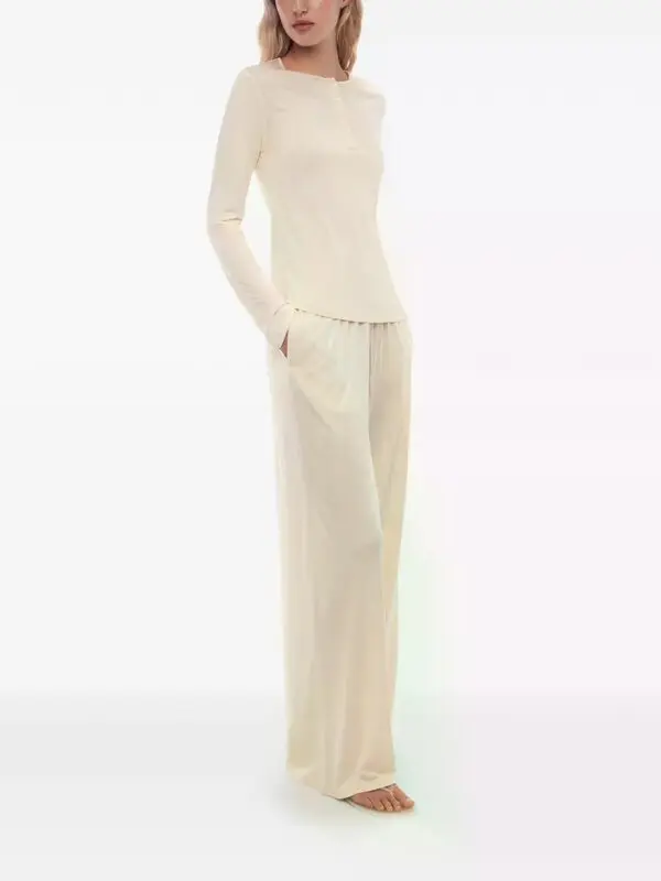 12 STOREEZ Pearl Silk Drawstring-waist Trousers
