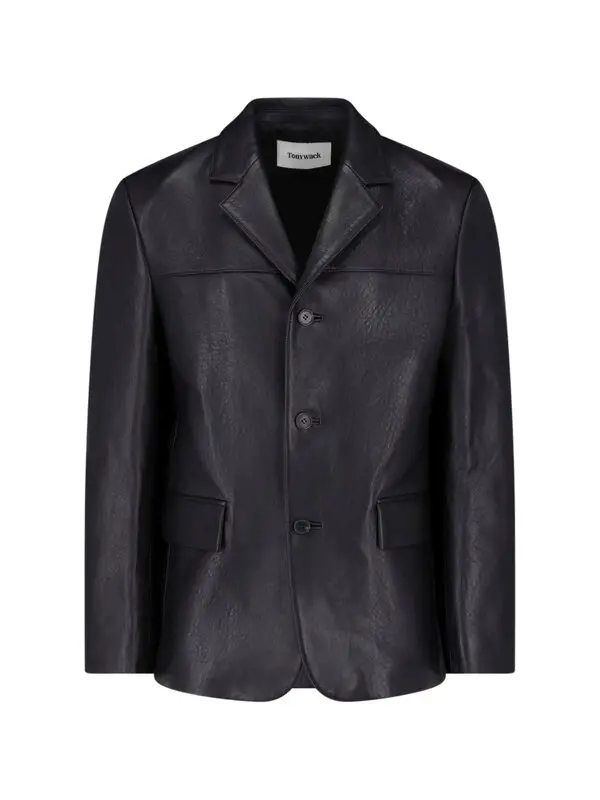 TONYWACK Lambskin Button Jacket - Black
