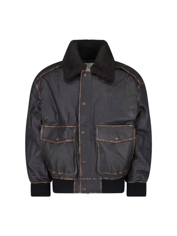 DUNST Leather Bomber Jacket In Lambskin - Black