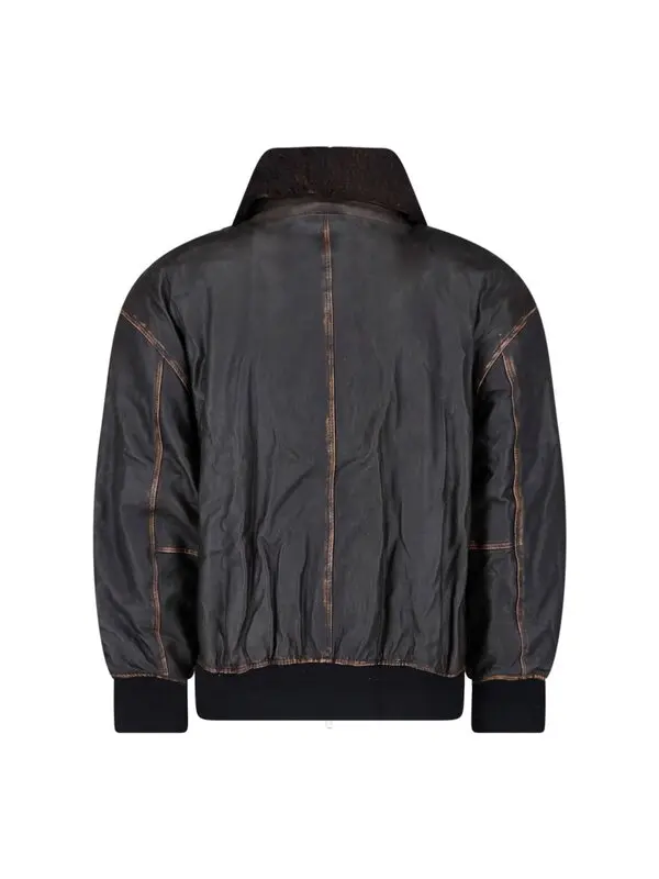 DUNST Leather Bomber Jacket In Lambskin