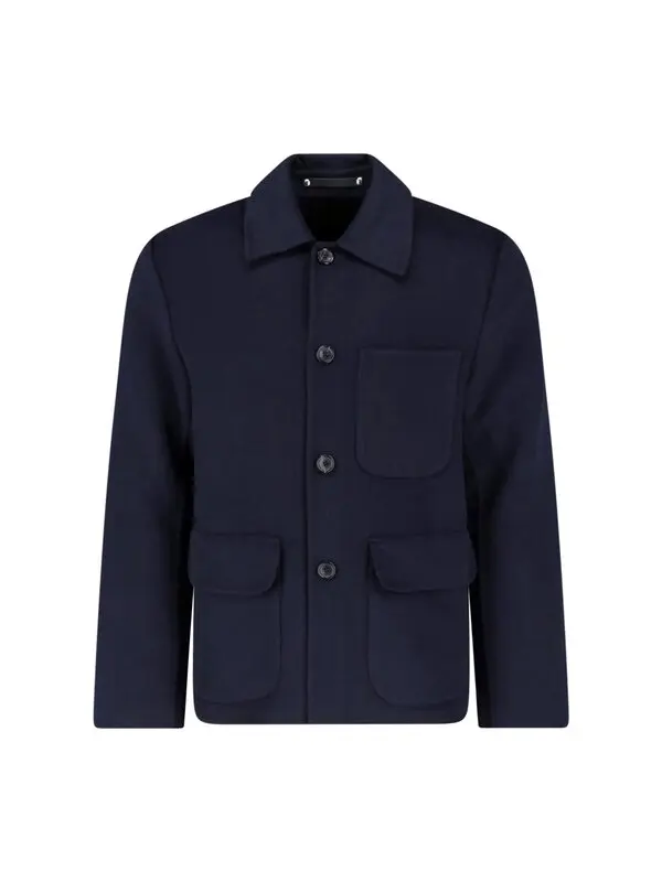 Paul Smith Jacket With Buttons In Wool Blend - Blue