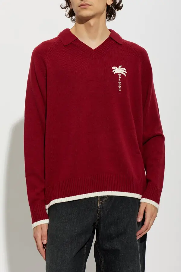 Palm Angels Wool Sweater With Embroide Logo