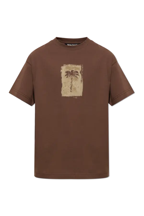 Palm Angels Printed Cotton T-shirt - Brown