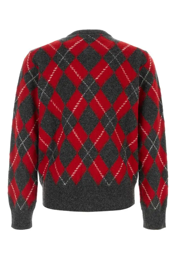 AMI Paris Embroidered Wool Cardigan