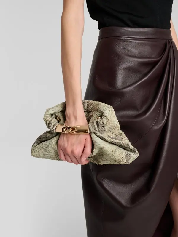 Balmain Dinner At 8 Small Python-embossed Leather Clutch