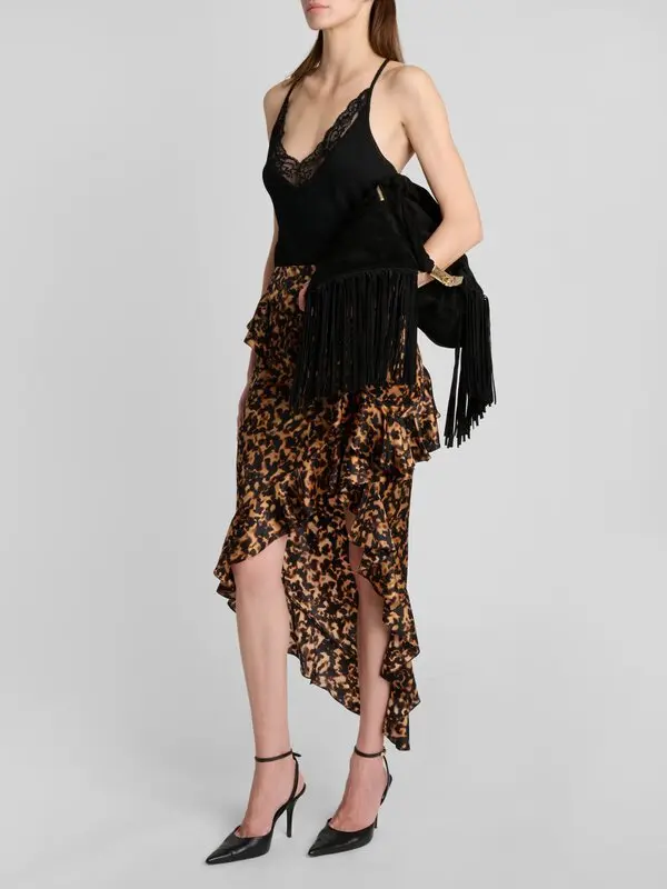 Balmain Dinner At 8 Medium Suede Fringe Clutch