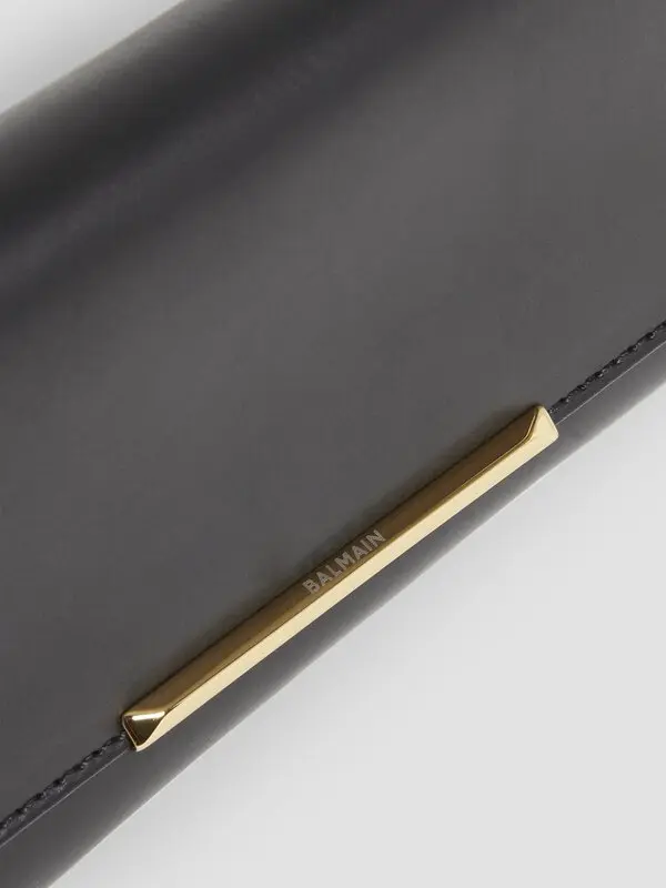 Balmain Small Leather Convertible Clutch - Black
