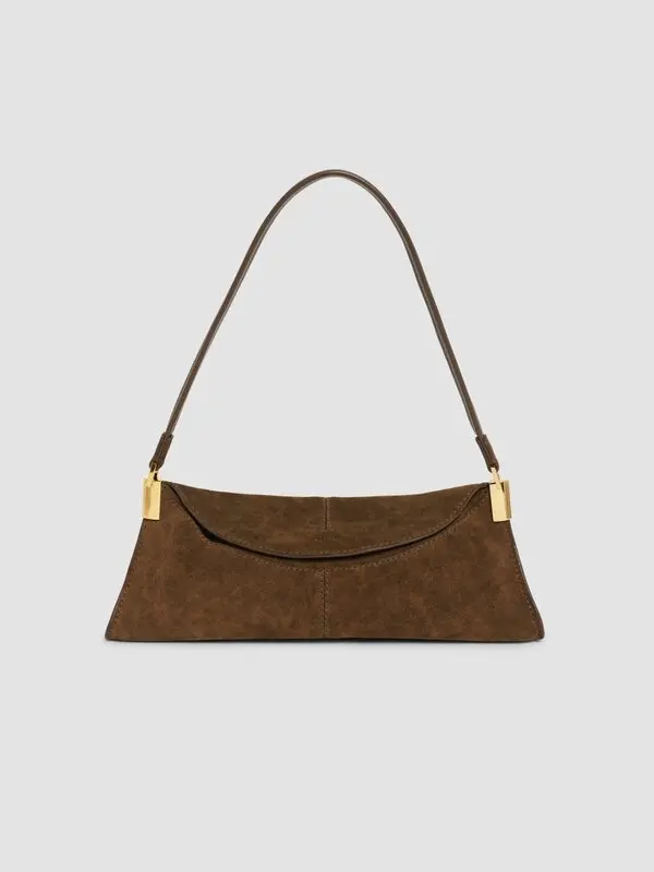 Balmain 64-83 Small Suede Shoulder Bag - Marron