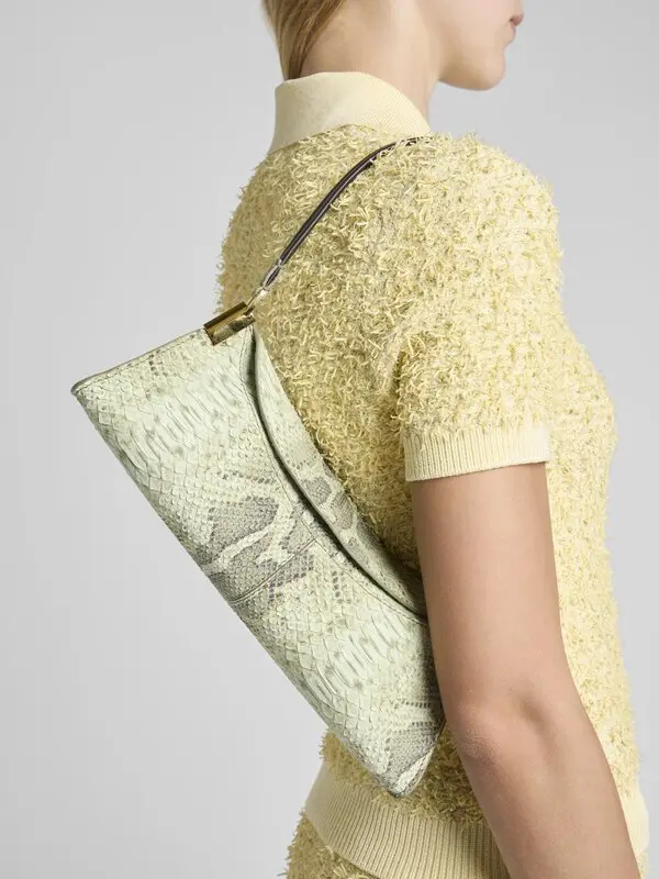 Balmain 64-83 Small Python-embossed Printed Leather Shoulder Bag