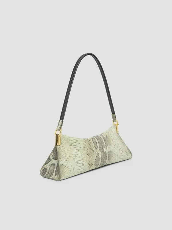 Balmain 64-83 Small Python-embossed Printed Leather Shoulder Bag