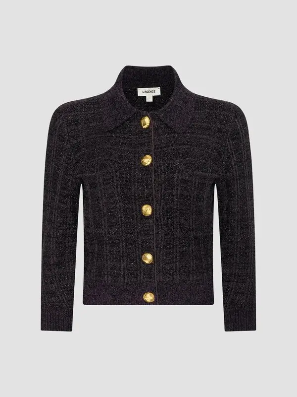 L'Agence Morrigan Tweed Stitch Cardigan - Dark Java Brown