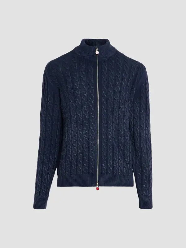 Kiton Zip Cable-knit Cashmere Sweater - Navy