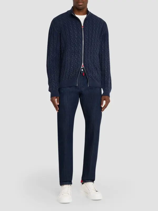 Kiton Zip Cable-knit Cashmere Sweater
