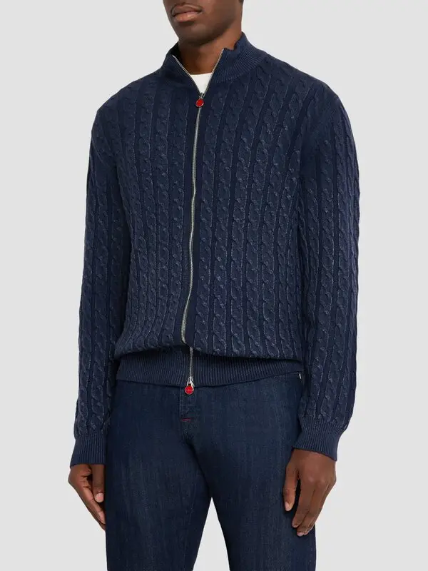 Kiton Zip Cable-knit Cashmere Sweater