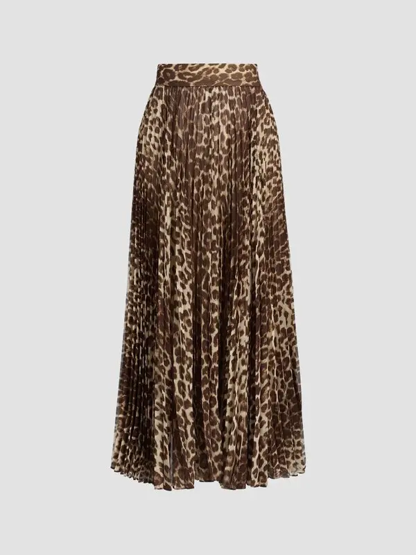 Zimmermann Sunray Pleated Maxi Skirt - Leopard