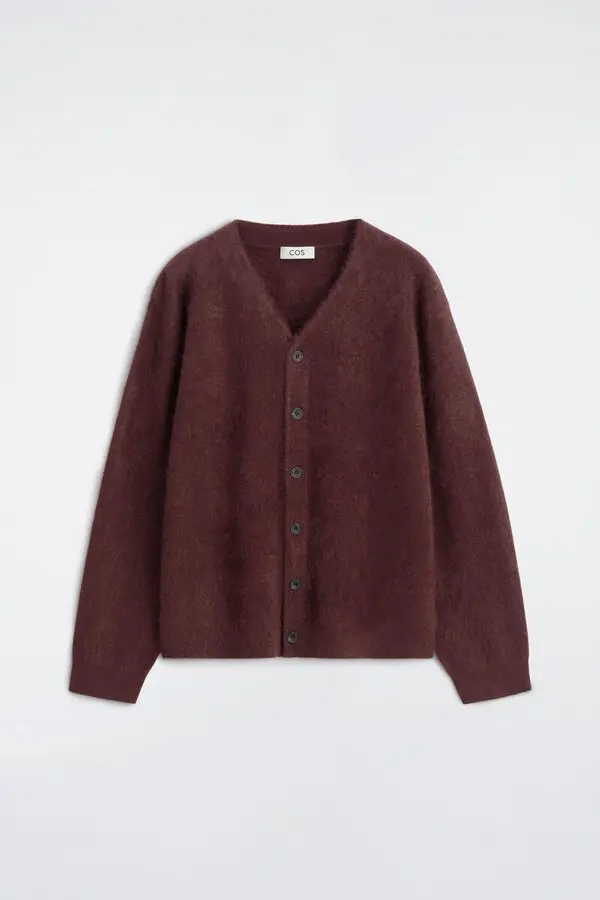 Cos Brushed Pure Cashmere V-neck Cardigan - Red