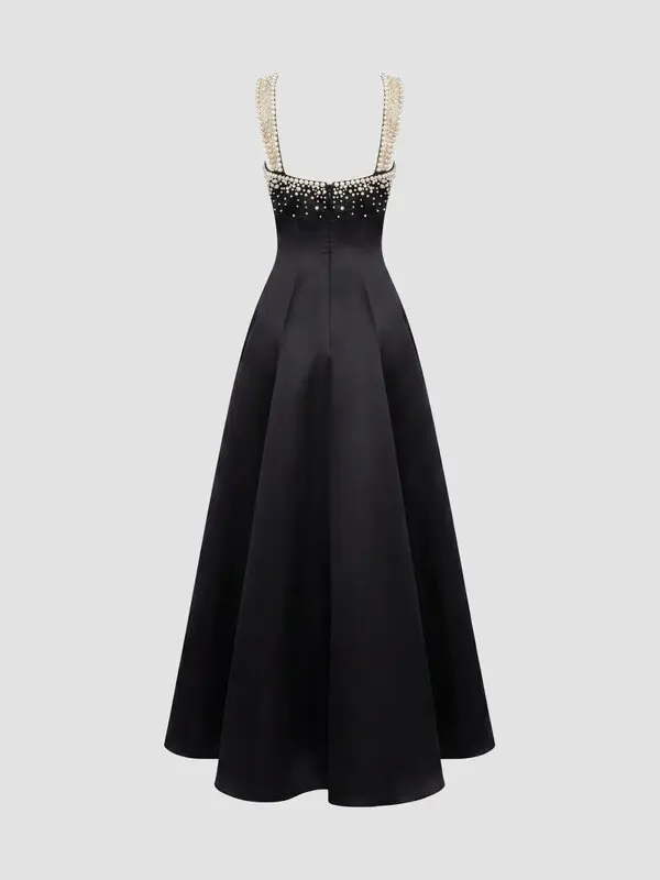 Mac Duggal Embellished Satin A-line Evening Gown