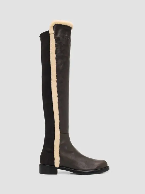STUART WEITZMAN 5050 Cozy Gisele Faux-shearling Leather Over-the-knee Boots - Black