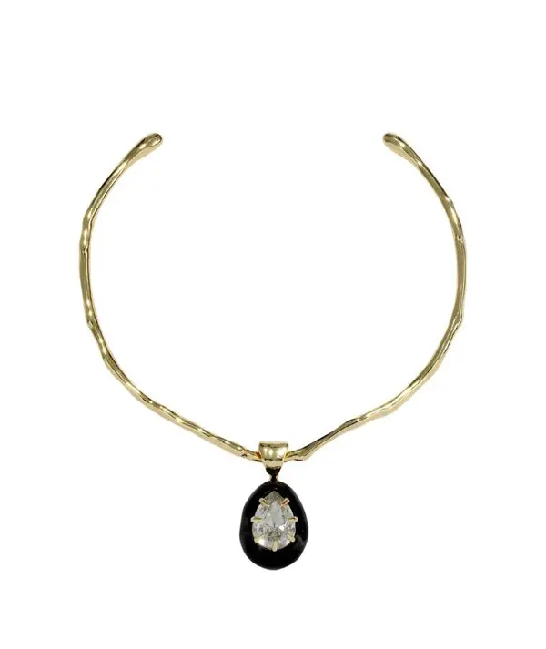 Alexis Bittar Bonbon 14k--plated, Lucite & Crystal Teardrop Collar Necklace - Onyx