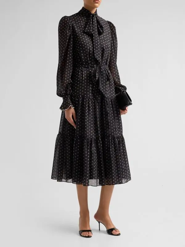 Kobi Halperin Erin Polka Dot Chiffon Midi Dress
