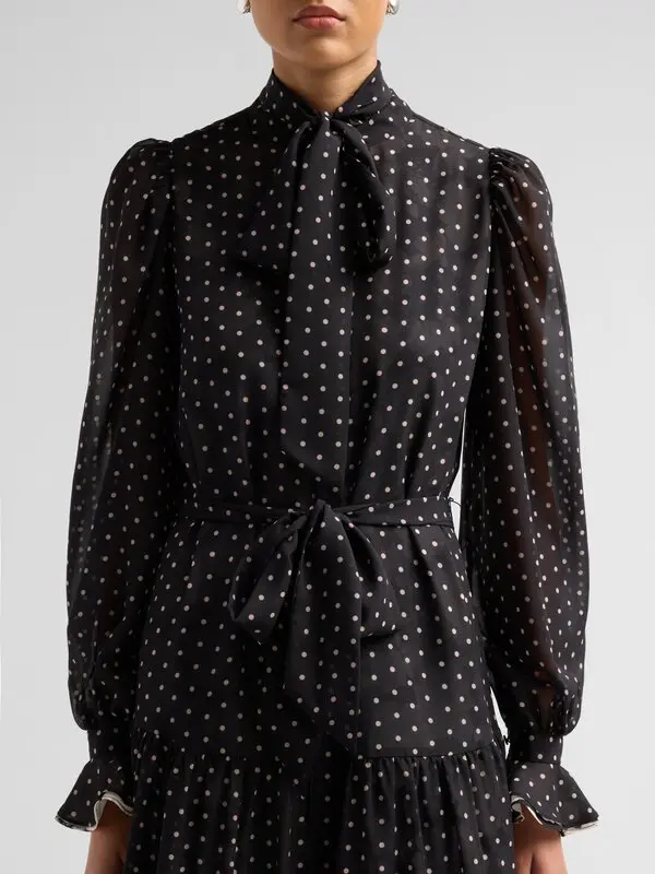 Kobi Halperin Erin Polka Dot Chiffon Midi Dress