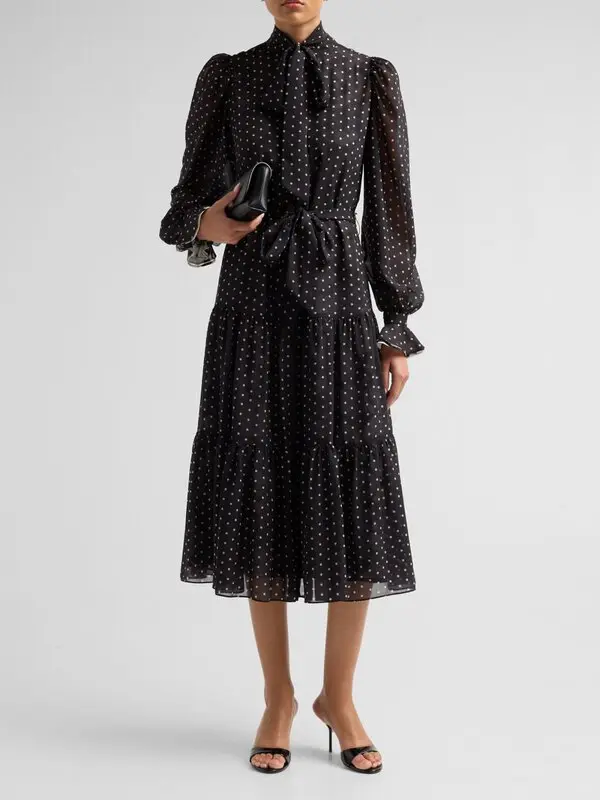 Kobi Halperin Erin Polka Dot Chiffon Midi Dress