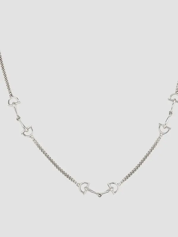 Gucci Staffa Sterling Stirrup Chain Necklace