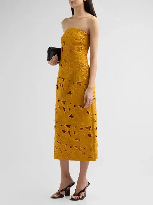 SACHIN BABI Pamela Embroidered Strapless Midi Dress