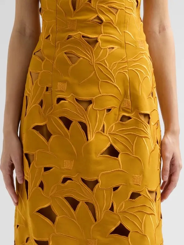 SACHIN BABI Pamela Embroidered Strapless Midi Dress
