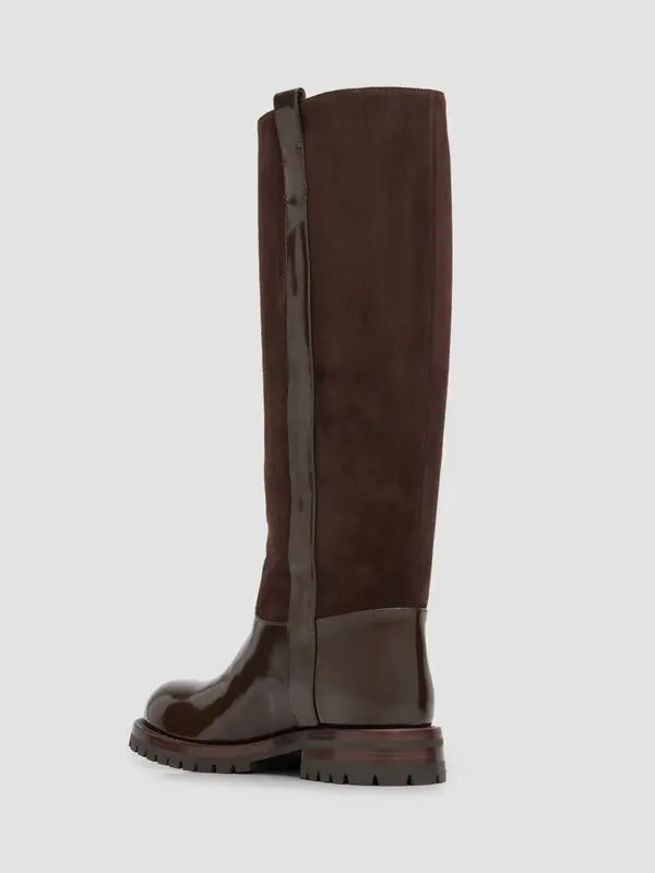 Dolce & Gabbana Velata Suede & Leather Riding Boots - Ebano Moro