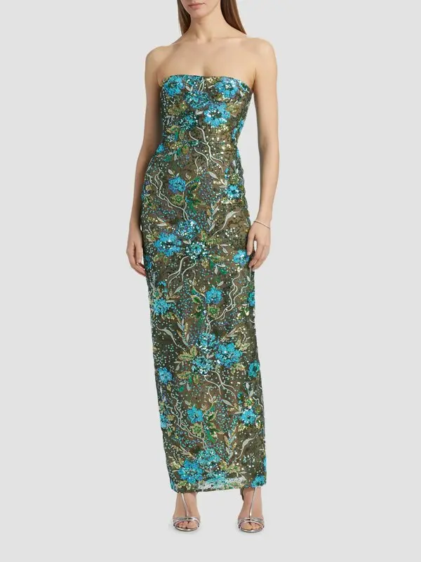 BRONX BANCO Dahlia Sequin Sheath Maxi Dress
