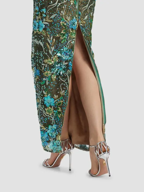 BRONX BANCO Dahlia Sequin Sheath Maxi Dress