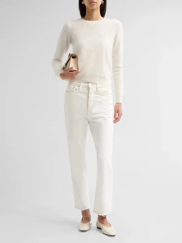 Sofia Cashmere Private Label Crewneck Brushed Cashmere-jersey Sweater - Ivory