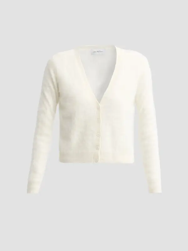Sofia Cashmere Private Label Brushed Cashmere Crop Cardigan - Ivory