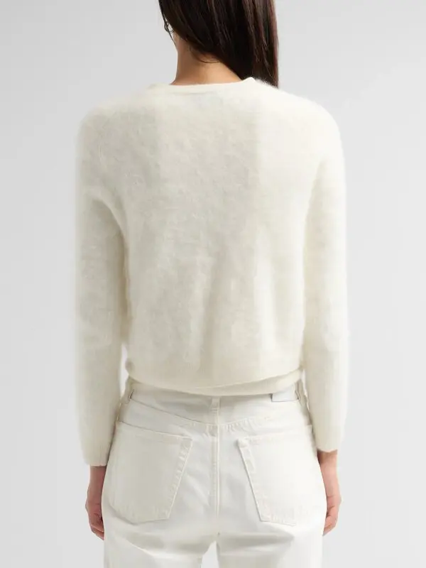 Sofia Cashmere Private Label Brushed Cashmere Crop Cardigan - Ivory