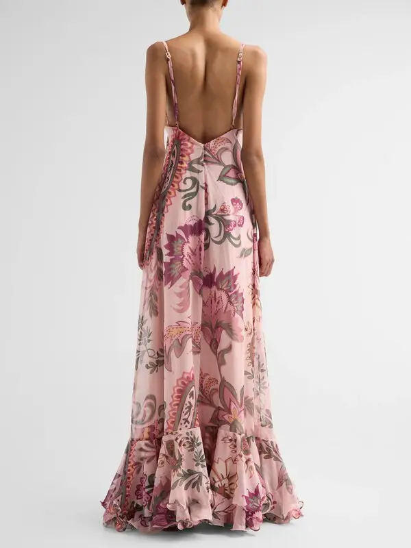 PatBO Boho Printed Flowing Slip Gown