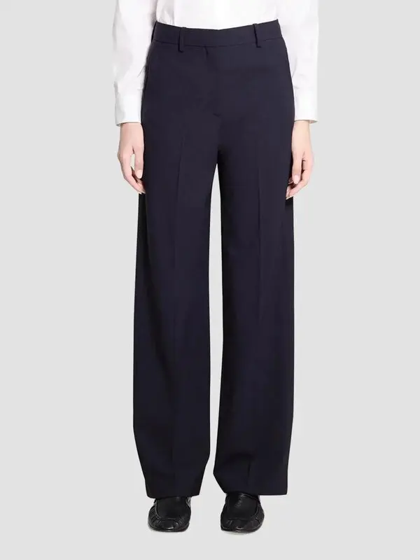 Theory Back Pleated Stretch-wool Straight-leg Trousers