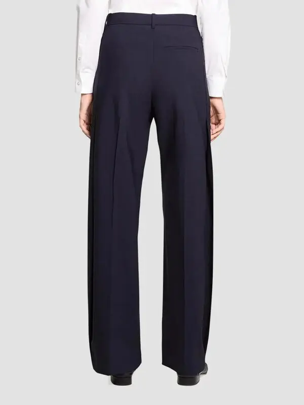Theory Back Pleated Stretch-wool Straight-leg Trousers