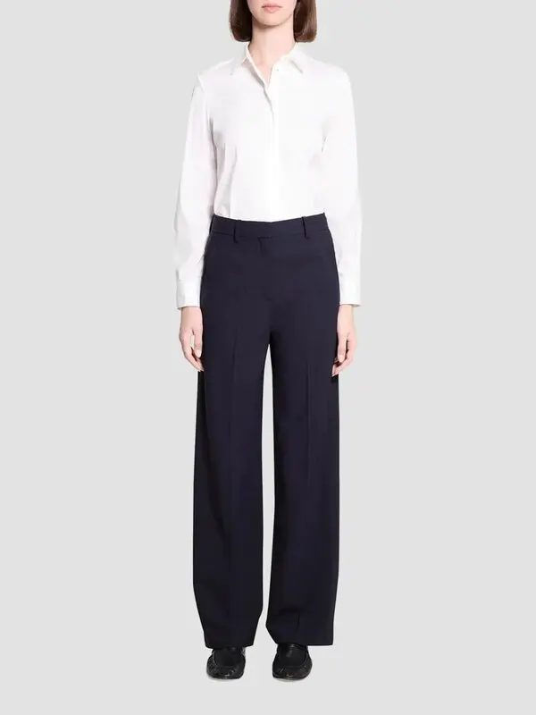 Theory Back Pleated Stretch-wool Straight-leg Trousers