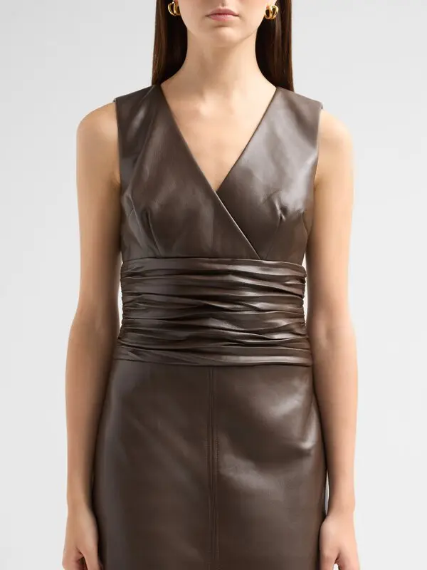 TOCCIN Fabiana V-neck Ruched Midi Dress