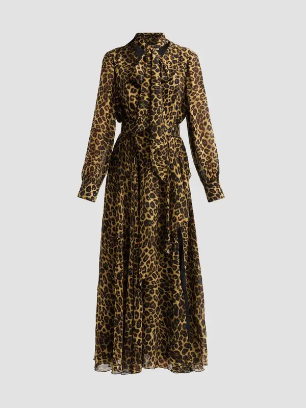 TOCCIN Jane Printed Midi Dress - Leopard