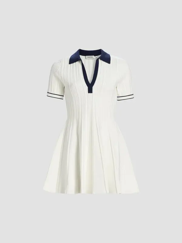 Simkhai Page Rib-knit Polo Minidress - Ivory Multi