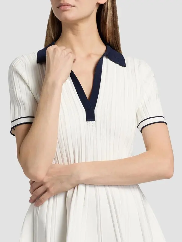 Simkhai Page Rib-knit Polo Minidress