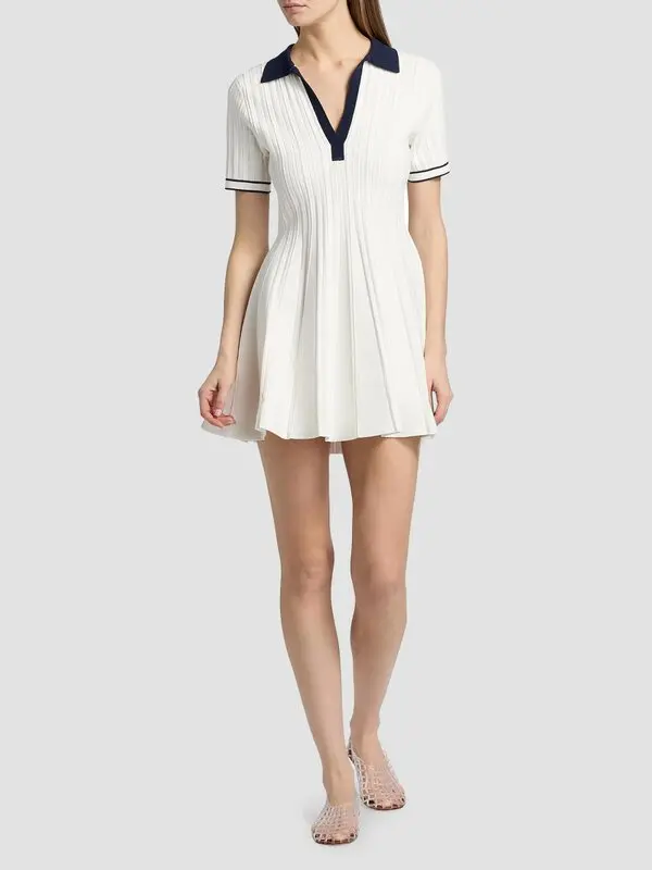 Simkhai Page Rib-knit Polo Minidress