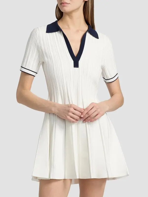 Simkhai Page Rib-knit Polo Minidress